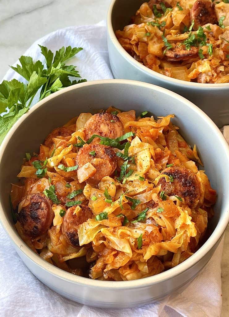 Romanian Sausage and Braised Cabbage (Whole 30, Paleo) - The Lovely Dish